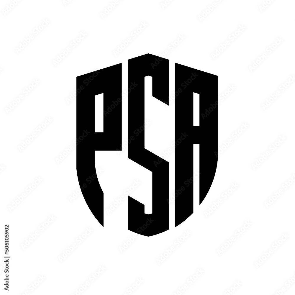 PSA letter logo design. PSA modern letter logo with black background ...