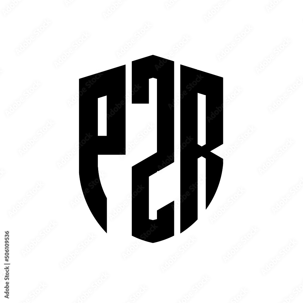PZR letter logo design. PZR modern letter logo with black background ...