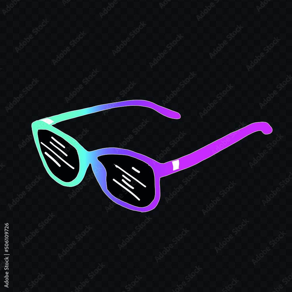 Vector Glowing Neon Colors Sunglasses Design Element Isolated on ...