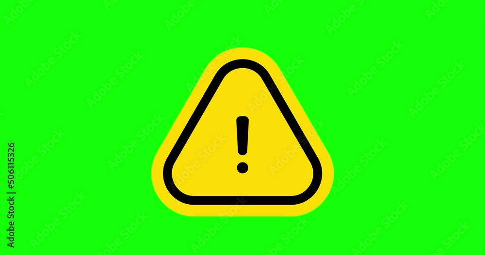 Warning, Warning sign Icon modern animation on green screen background ...