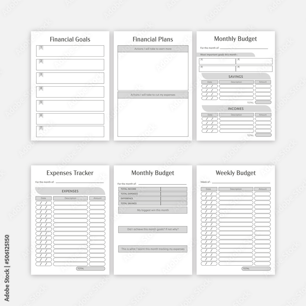Minimalist Budget planner. Monthly and weekly budget planner. Savings ...