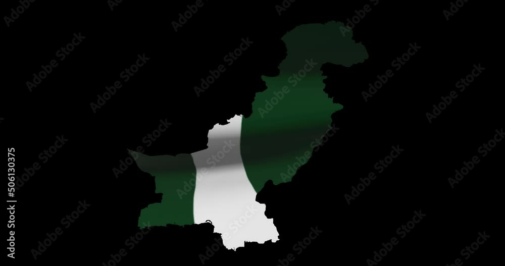 Pakistan country map outline with national flag animation. Alpha ...