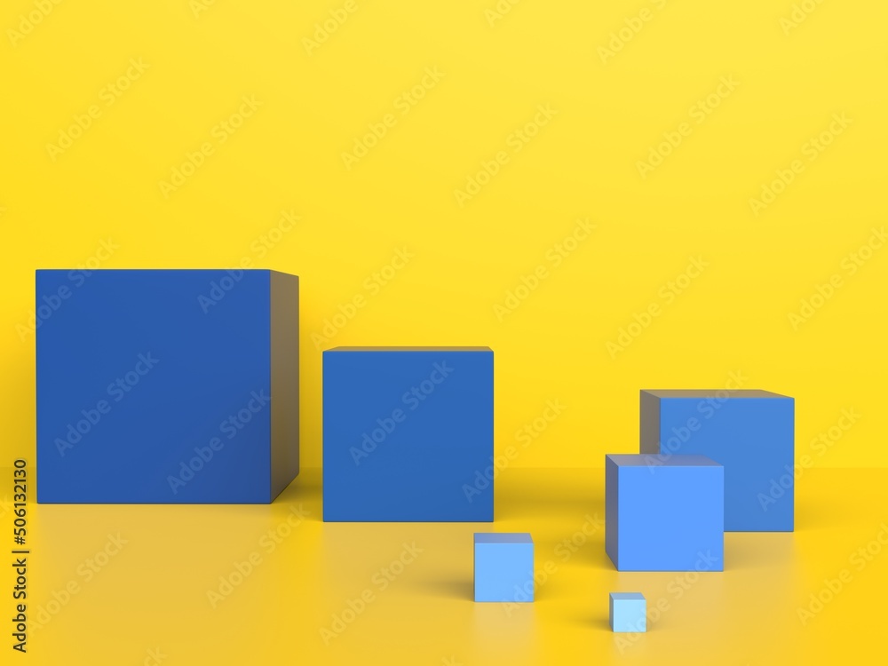 Blue cubes on bright yellow backdrop Stock Illustration | Adobe Stock