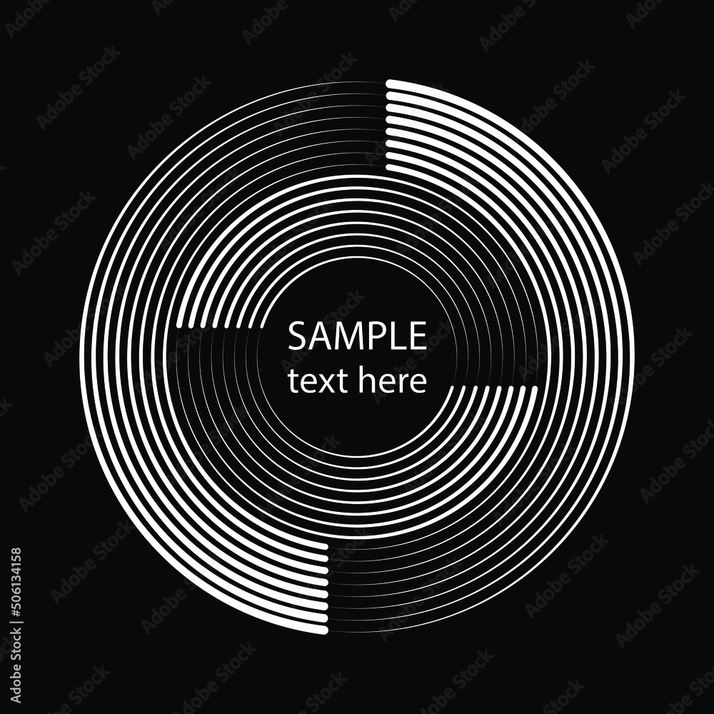 White concentric lines in circle form. Geometric art. Trendy design ...