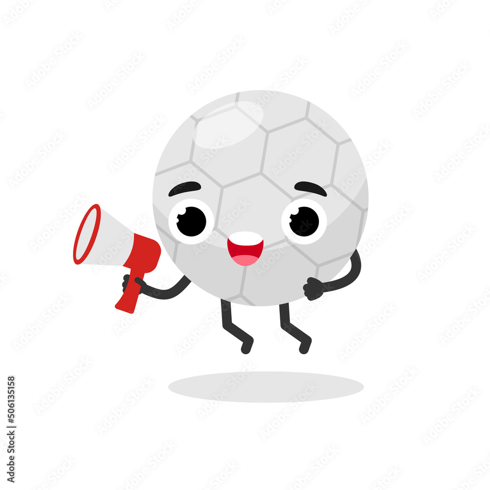 Character soccer ball winner with megaphone. Football cartoon ...