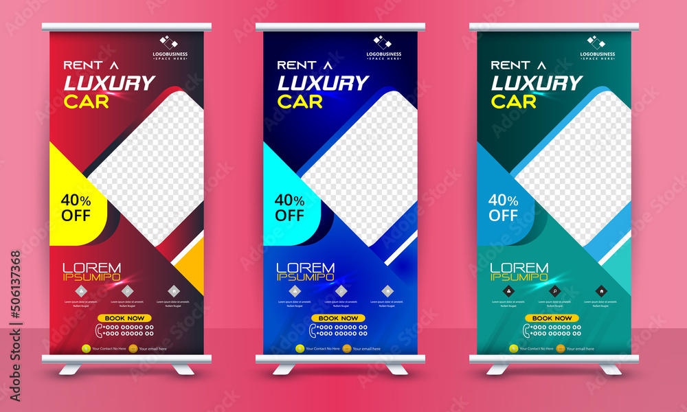 Rent A Car Roll Up Banner, Standee Design Banner, Corporate digital ...