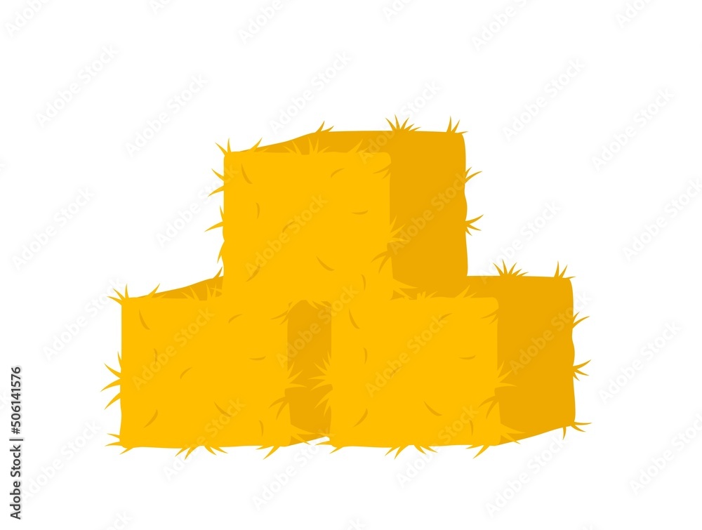 Bale of hay icon. Colorful sticker with hayloft or square haystacks ...