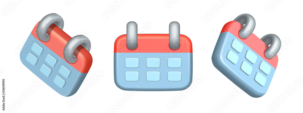 3d render of a set of volumetric calendars with flip pages. Icon ...
