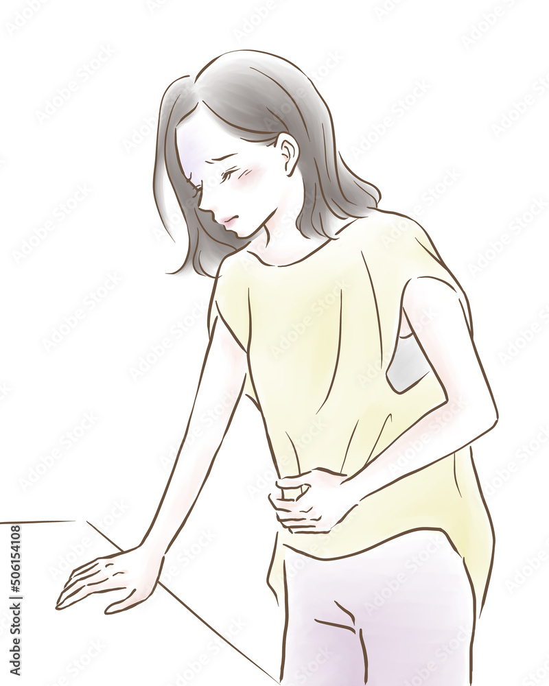 腹痛で苦しむ女性のイラスト素材 Ilustración De Stock Adobe Stock