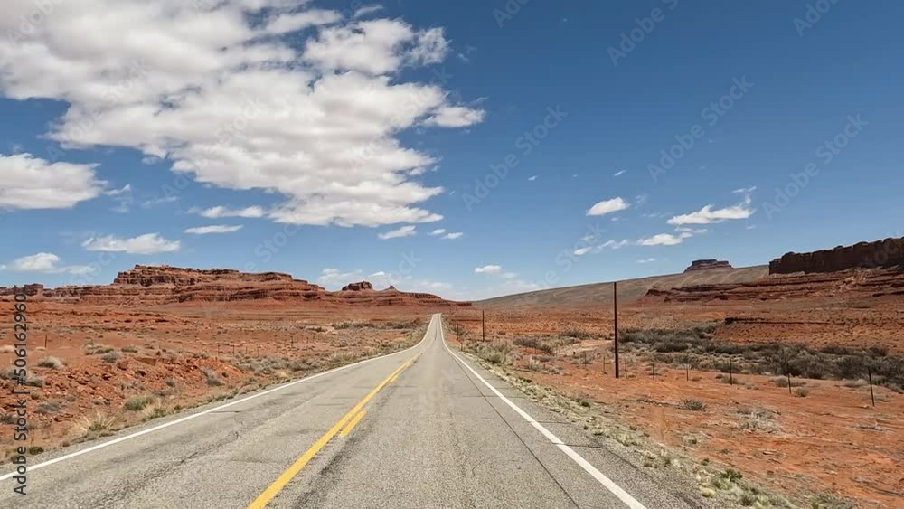 Driving Utah southern desert highway POV fast motion. Scenic public ...