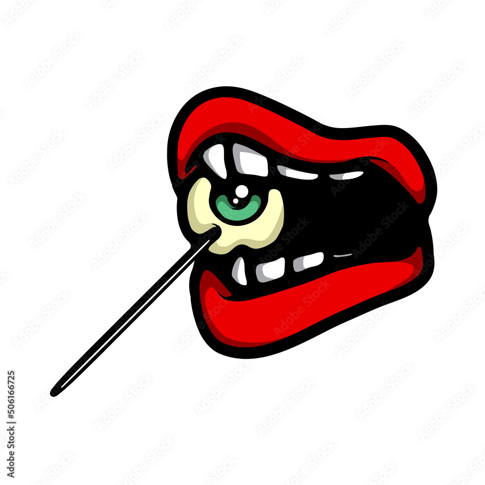 Mouth bite eyeball lollipop cartoon vector illustration Stock Vector ...