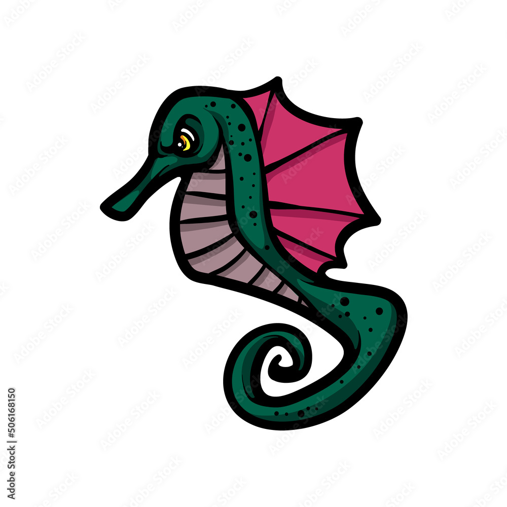 Angry sea horse character vector illustration Stock Vector | Adobe Stock