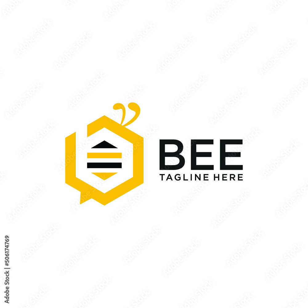Bee logo letter B forms a cube object with yellow colors Stock Vector ...