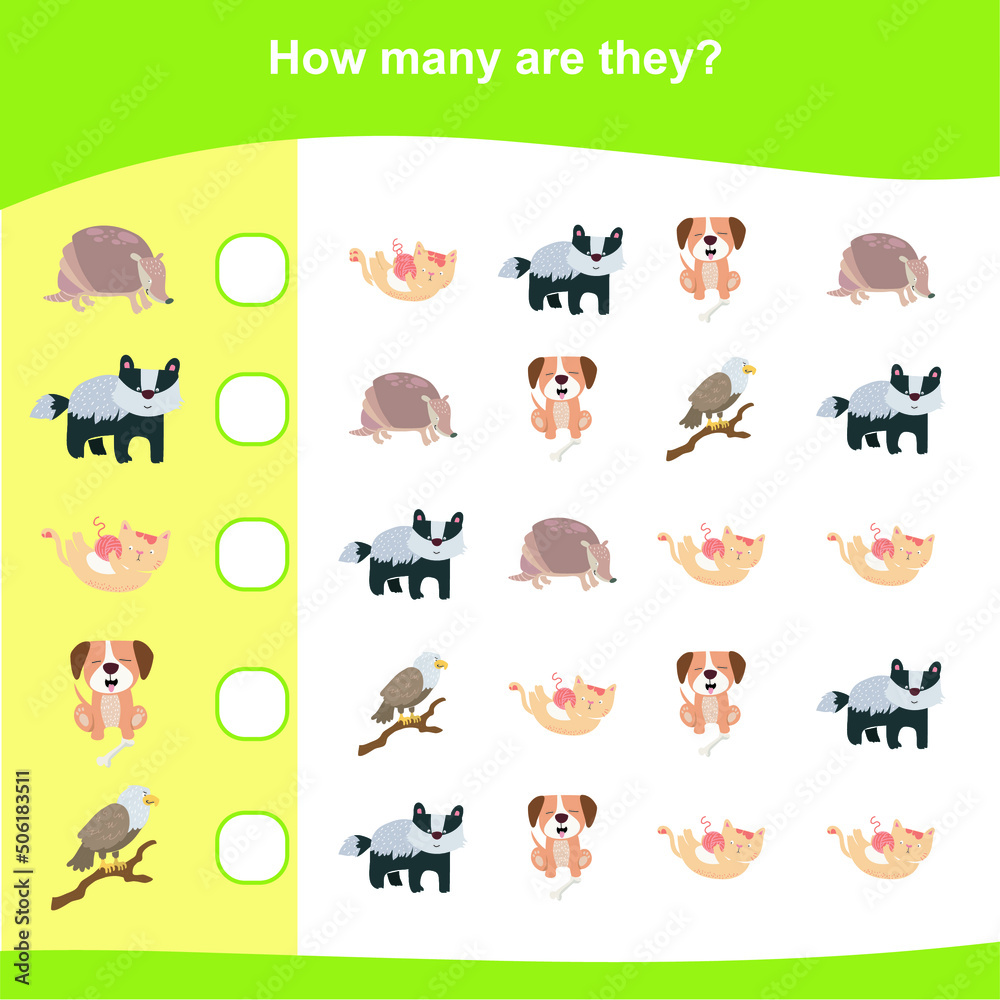 How many are they worksheet. Math worksheet for preschool. Educational ...