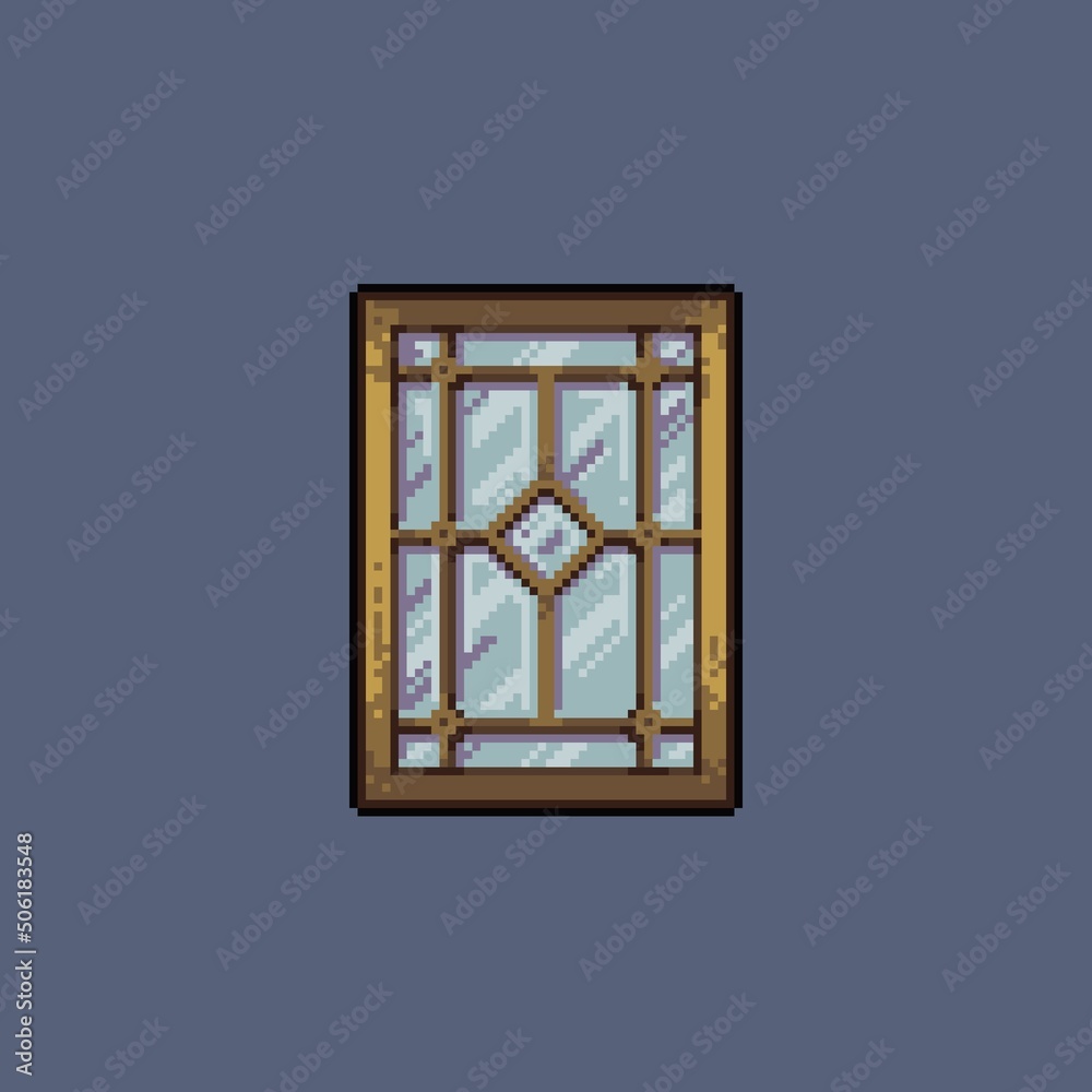 Editable vector window pixel art illustration for game development ...