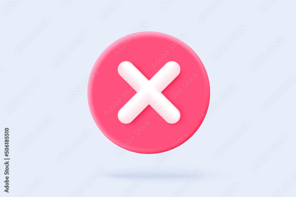 3d check wrong icon isolated on white background. negative check list ...