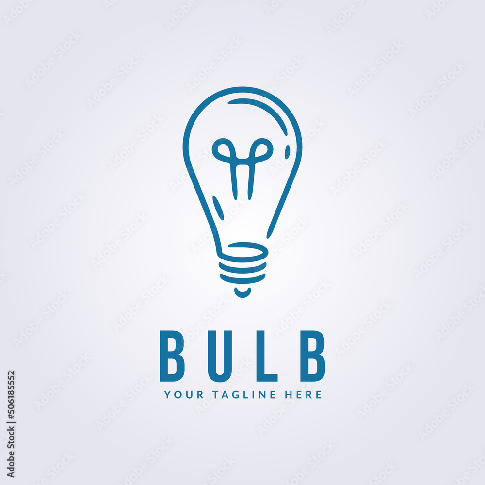 light bulb line vector logo illustration art template electric energy ...