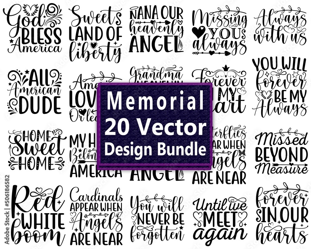 Vetor do Stock: Memorial 20 Vector Design Bundle SVG, Memorial SVG ...