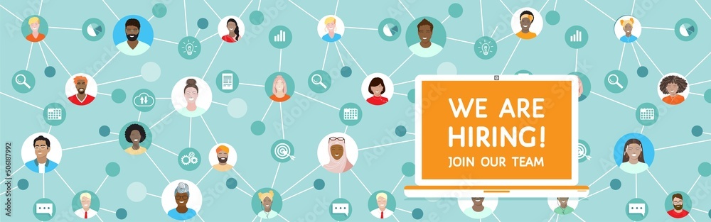 We are hiring, Join our team - human resources recruitment, vector ...