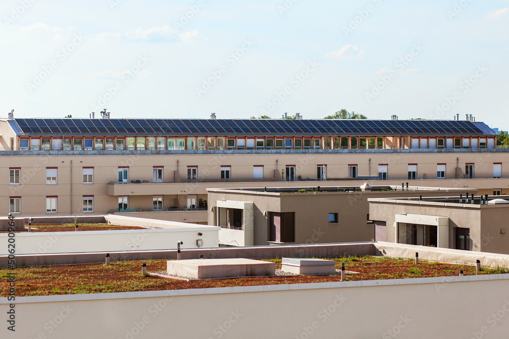 Solar Panels on Roof of High-rise Buildings . Solar Panels Roof House ...