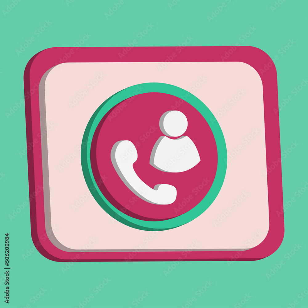 3D people and phone icon button vector pink background, best for ...