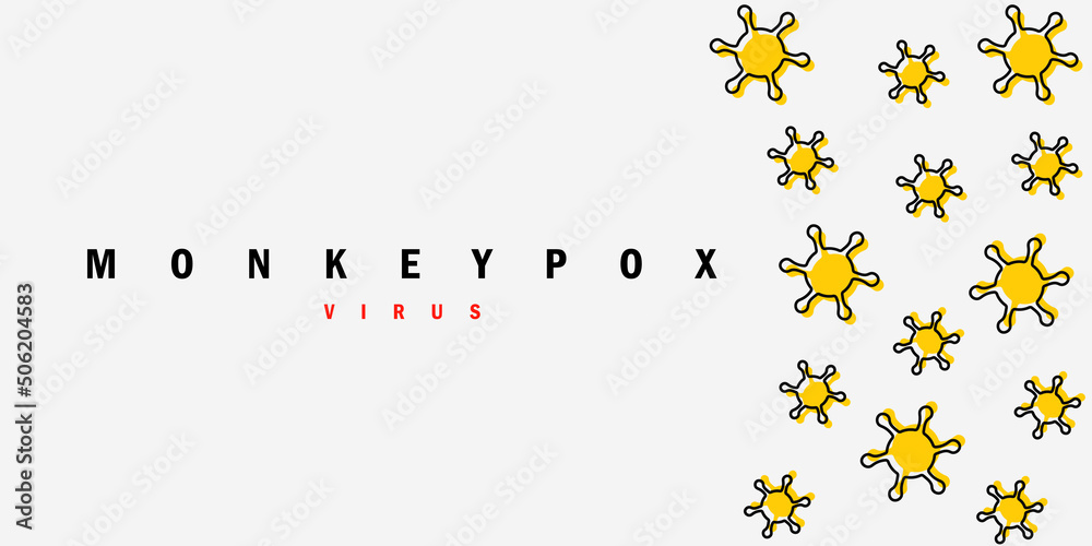 Banner with vector illustration of the yellow virus. The concept of the ...