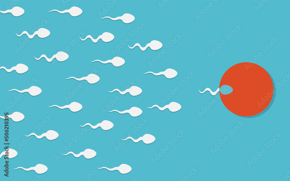 The Sperm Cell Leader Active Sperm Cells Swim To The Egg Background