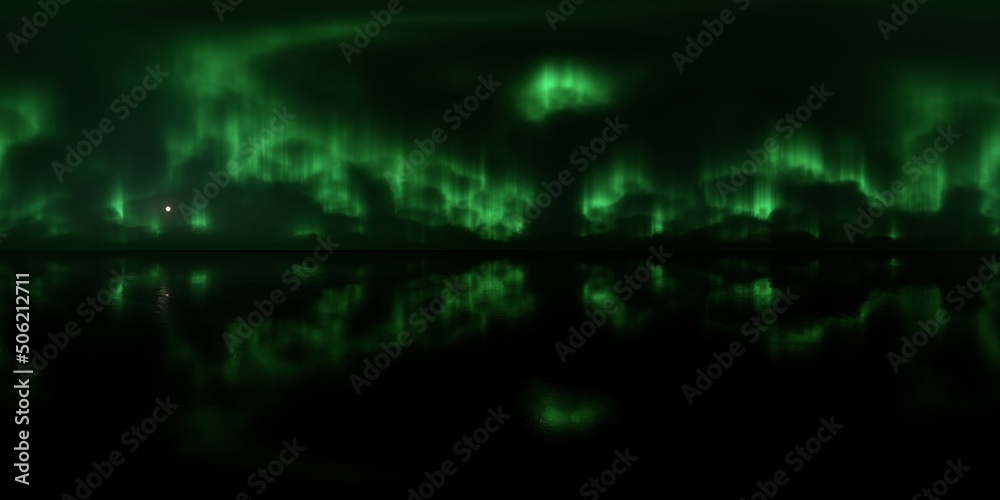 HDRI - Ice terrain with Aurora Borealis on the sky 50 - Panorama Stock ...