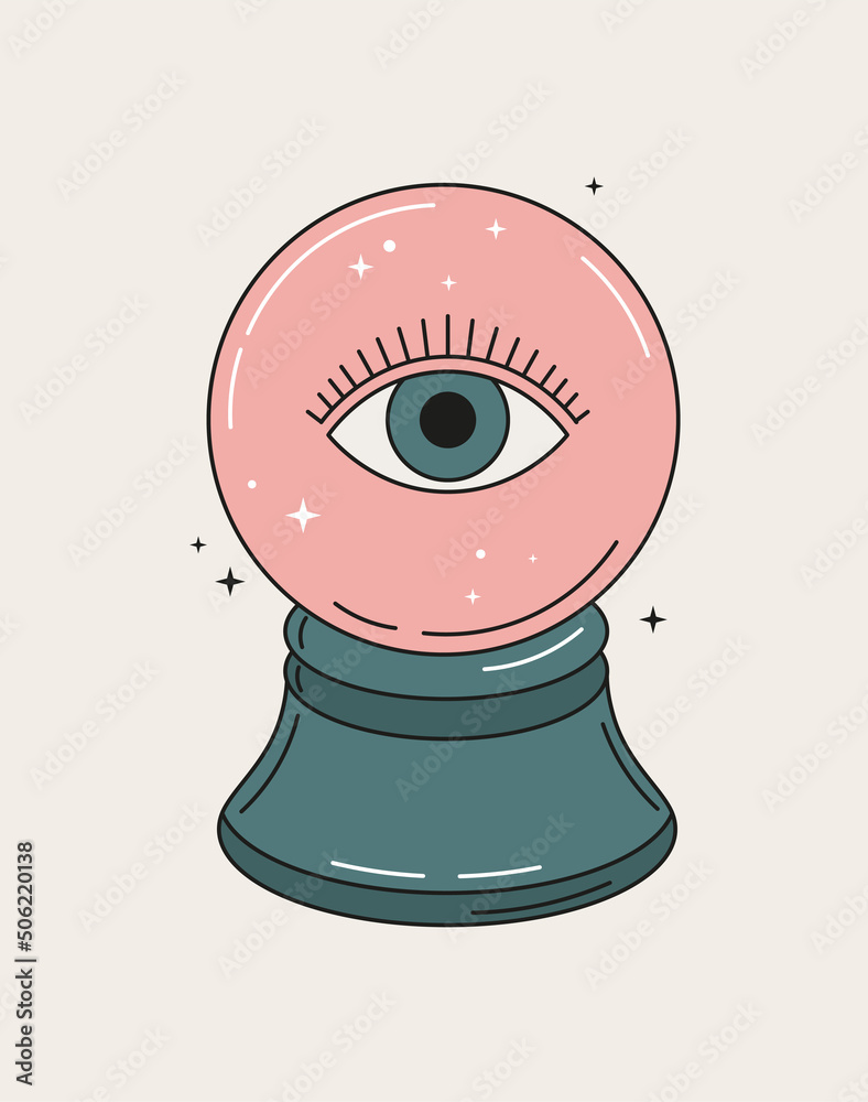 Magic crystal ball of the future with an eye inside. Witch and magic ...