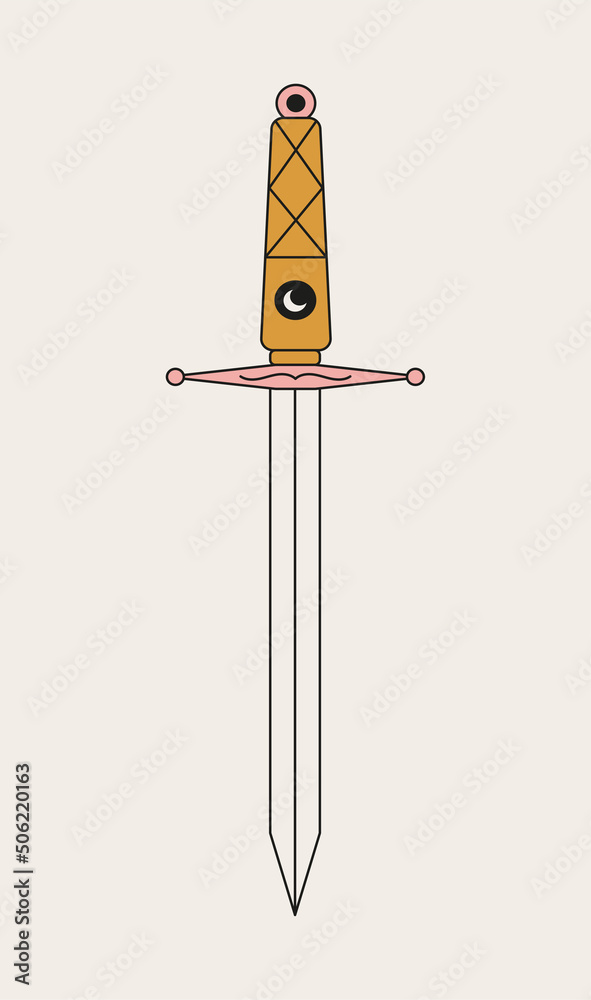 Sword, vector illustration for tattoo design or print. Hand drawn ...