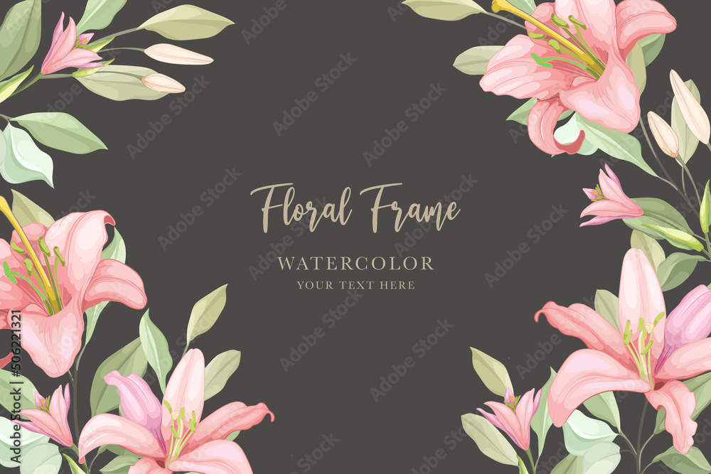 hand drawn lily border and frame background design Stock Vector | Adobe ...