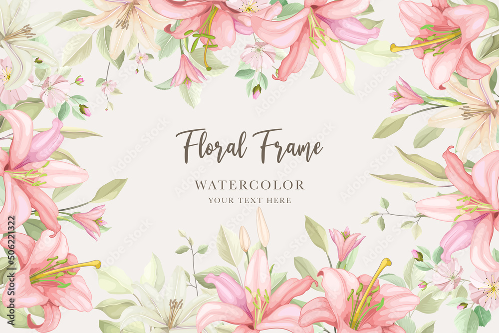 hand drawn lily border and frame background design Stock Vector | Adobe ...