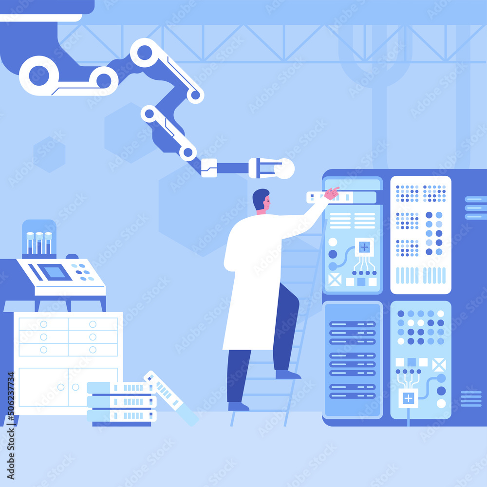 Automated scientific laboratory interior with robotic technology ...