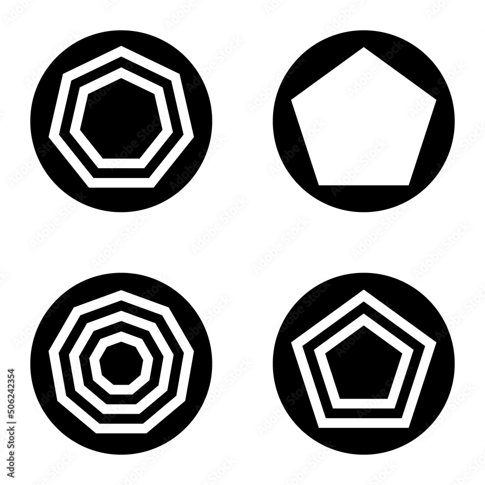 Polygon1-2cg Flat Icon Set Isolated On White Background Stock Vector ...