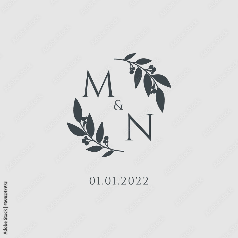 Letter MN elegant wedding monogram logo design Stock Vector | Adobe Stock