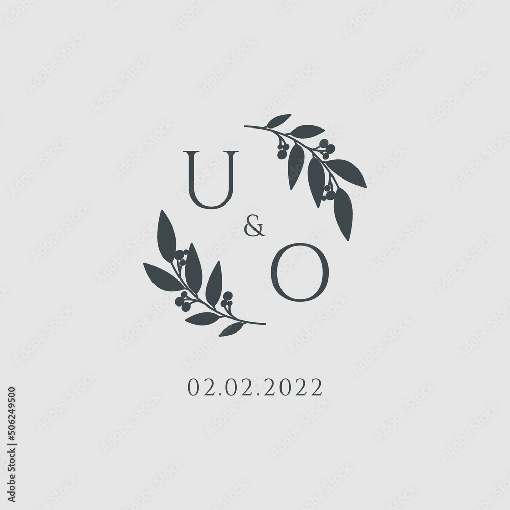 Letter UO elegant wedding monogram logo design Stock Vector | Adobe Stock
