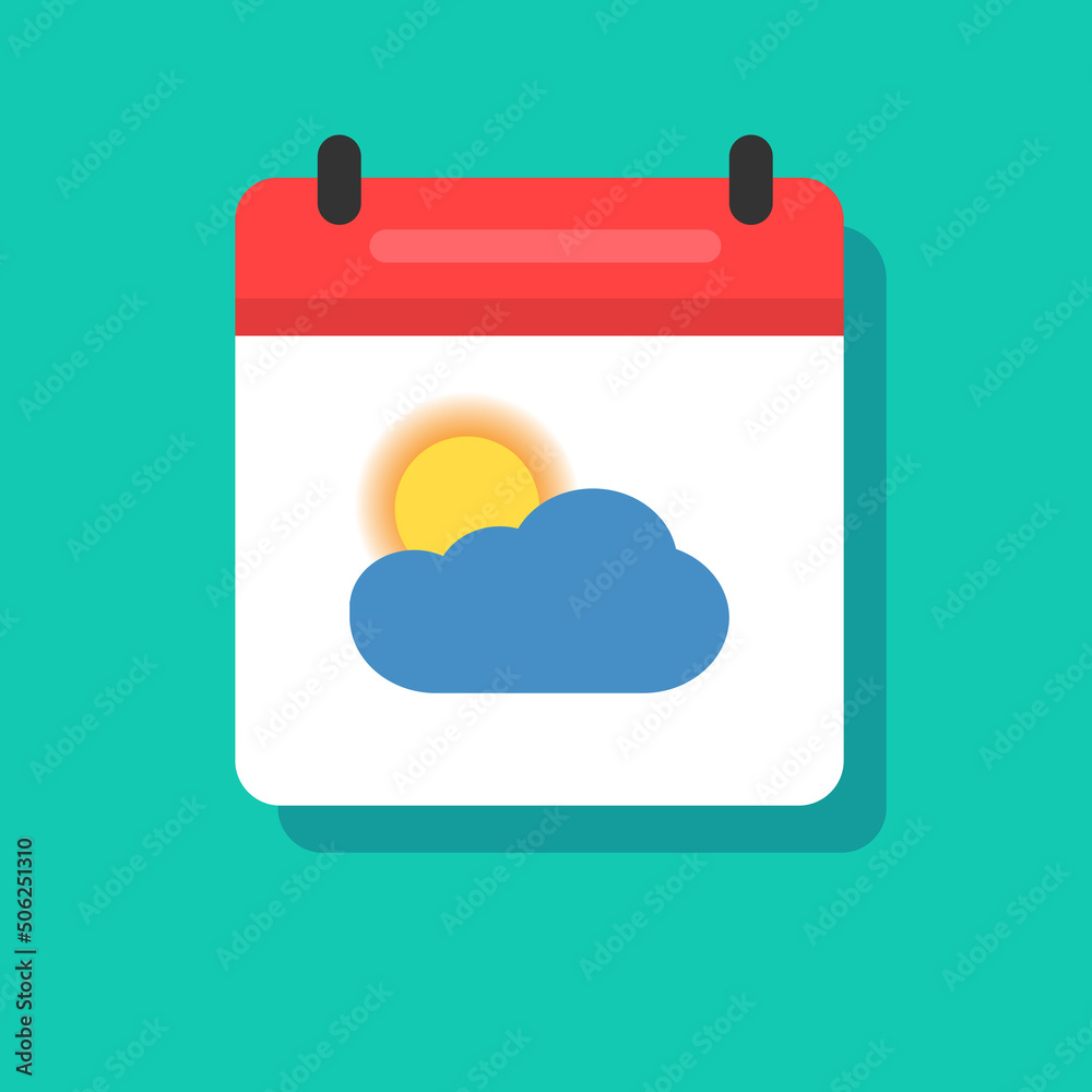 sunny day meteorology symbol in calendar sign flat cartoon illustration ...