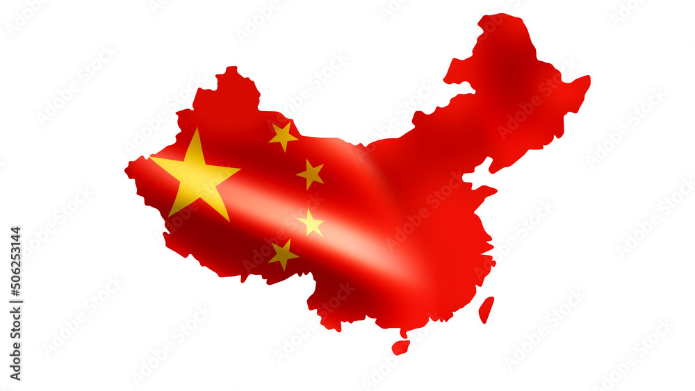 Map of China. People's Republic of China. PRC state silhouette ...