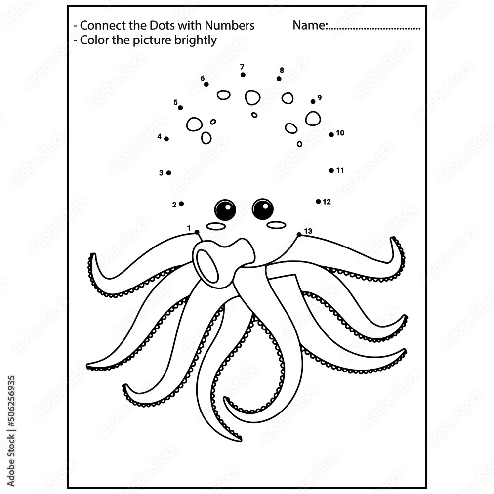 Dot To Dot Ocean animals for kids Stock Vector | Adobe Stock