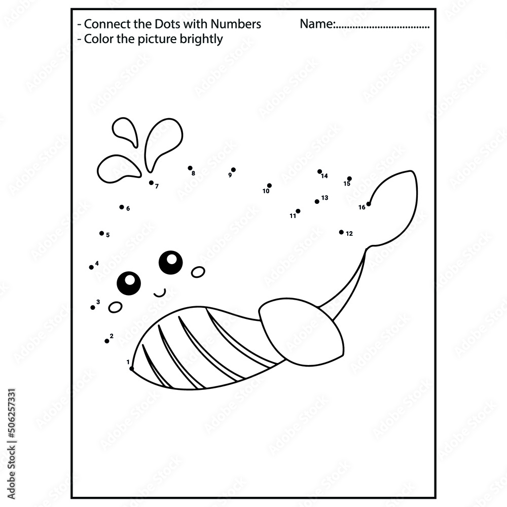 Dot To Dot Ocean animals for kids Stock Vector | Adobe Stock