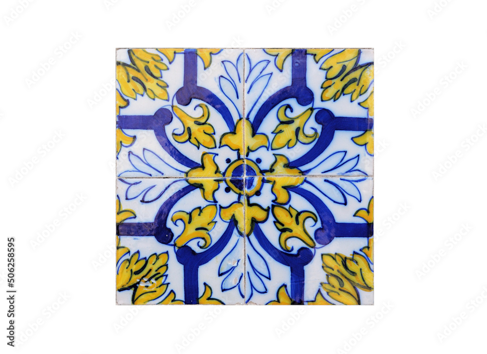 Padrão de azulejos com desenhos típicos portugueses com cores azuis e ...