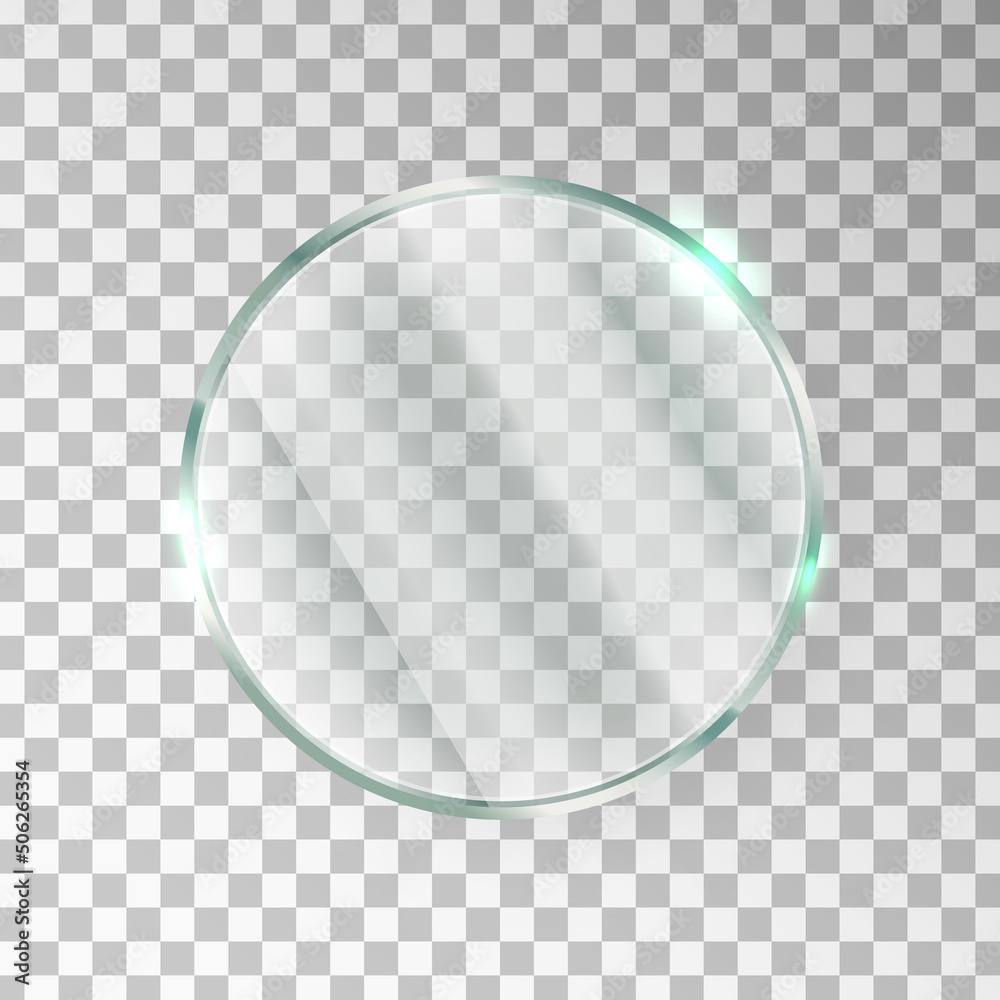 Glass circle window texture. Gloss screen effect. Plastic plate mockup ...