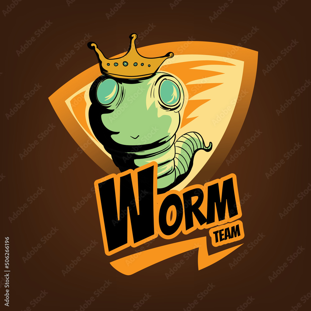 worm e-sport logo on brown background. vector illustration of worm ...