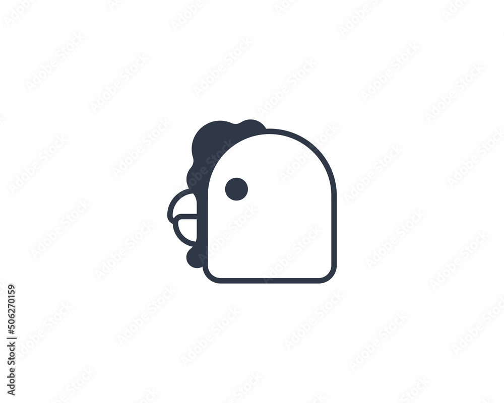 Chicken face vector flat emoticon. Isolated Chicken emoji illustration ...