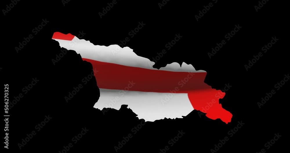 Vidéo Stock Georgia national flag on map outline, waving animation. 4K ...