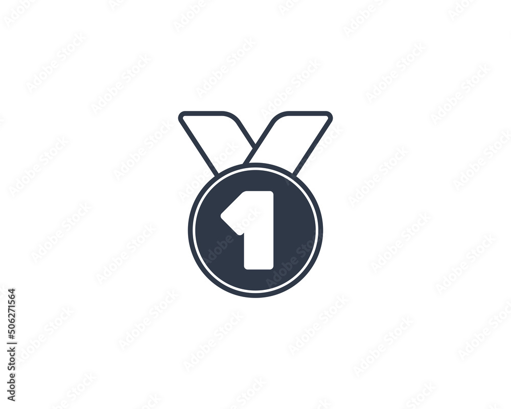 1st Place Medal vector flat emoticon. Isolated Gold Medal illustration ...