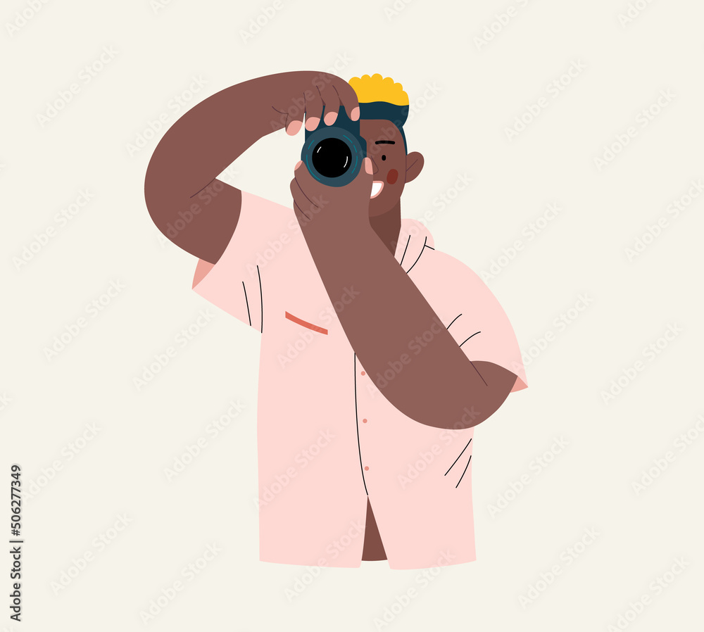 People portrait - Taking photos -Modern flat vector concept ...