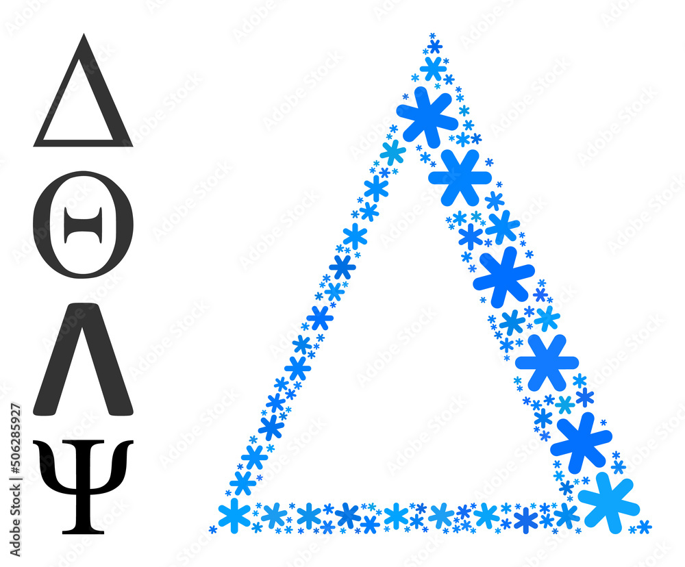 Mosaic Delta Greek letter icon created for winter, New Year, Christmas ...