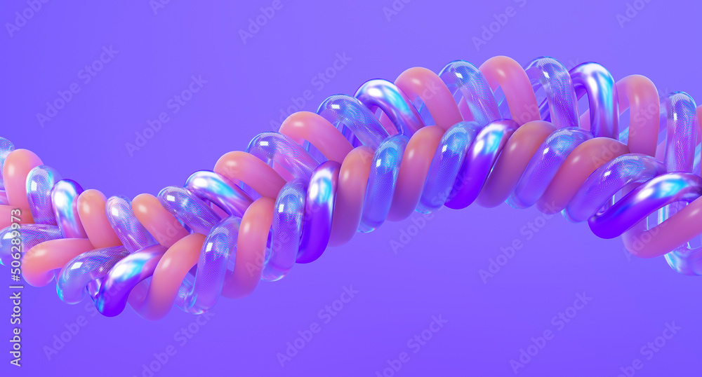 Wavy asbtract shape on violet background. 3d rendering. Stock Illustration | Adobe Stock