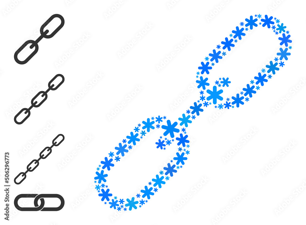 Mosaic chain link icon is done for winter, New Year, Christmas. Chain ...